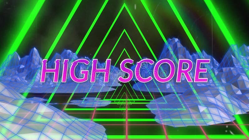 Animation of High Score Text Over Metaverse Structures and Concentric ...