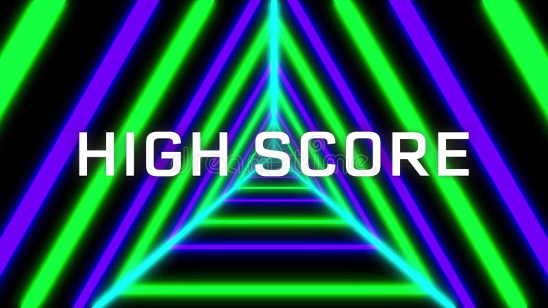 Animation of High Score Text Over Moving Shapes on Black Background ...