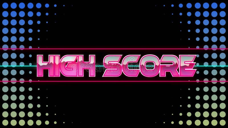 Animation of High Score Text Over Neon Lines on Black Background Stock ...