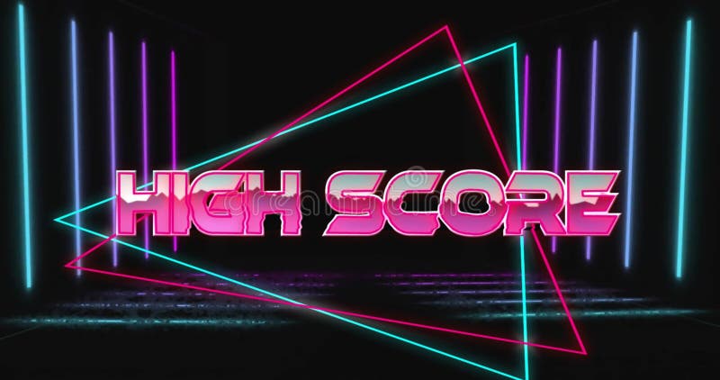 Animation of High Score Text Over Neon Pattern Stock Video - Video of ...