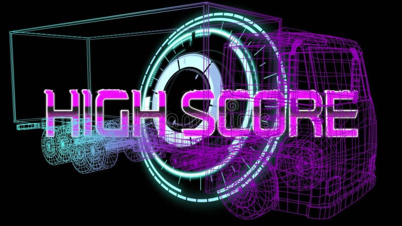 Animation of High Score Text Over Scope Scanning and 3d Lorry Drawing ...