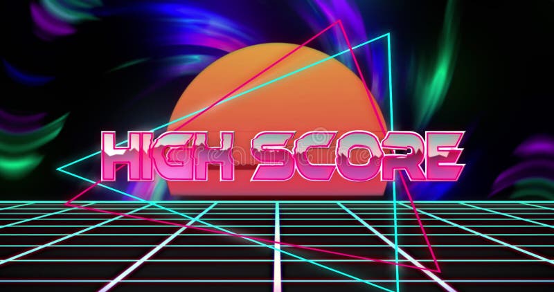 Animation of High Score Text Over Shapes Stock Footage - Video of ...
