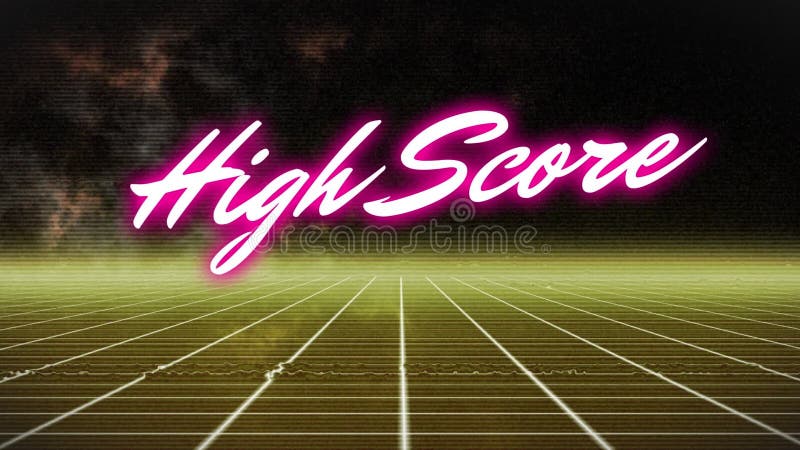 Animation of High Score Text Over White Lines on Black Background Stock ...