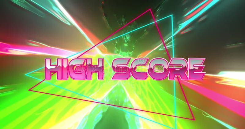 Animation of High Score Text and Triangle on Multi Coloured Background ...