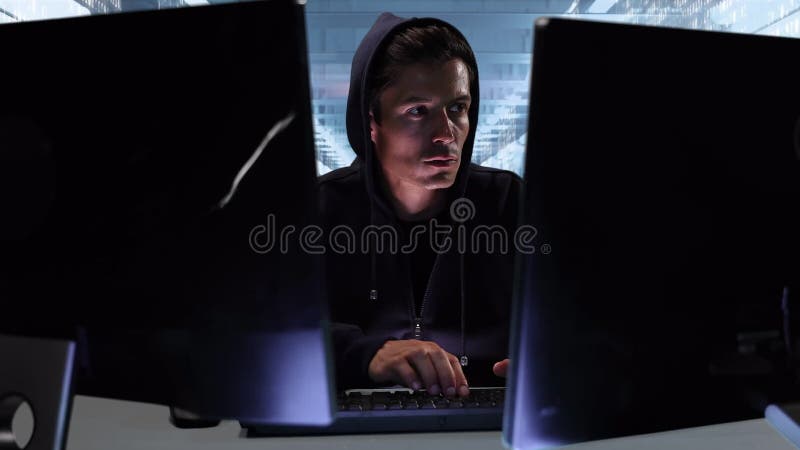 Hooded Computer Hacker with Laptop Icon Animation Stock Video - Video of fraud, anonymous: 239567897