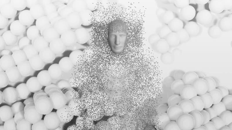 Animation of Human Body Formed with Exploding Particles on 3d White ...