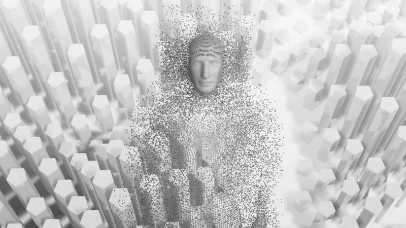 Animation of Human Body Formed with Exploding Particles on 3d White ...