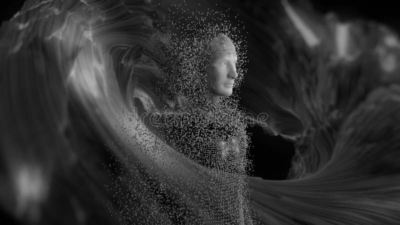 Animation of Human Body Formed with Exploding Particles Over Vortex on ...