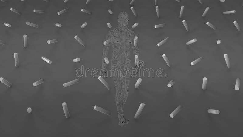 Animation of Human Body Model and Shapes Over Grey Background Stock ...