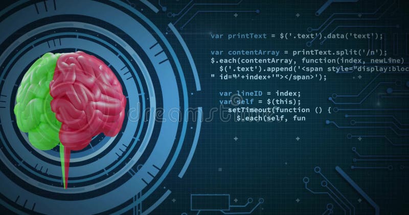 Animation of Human Brain and Data Processing Stock Footage - Video of ...