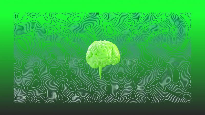 Animation of Human Brain Spinning Over Glowing Pattern Background Stock ...