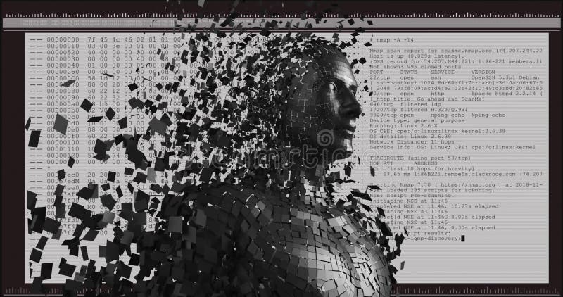 Animation of Human Bust with Particles and Digital Data Processing Over ...