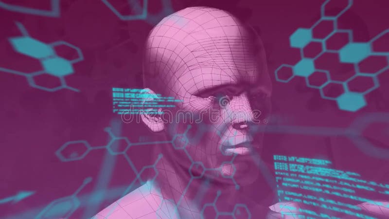 Animation of Human Bust and Scientific Data Processing Stock Video ...