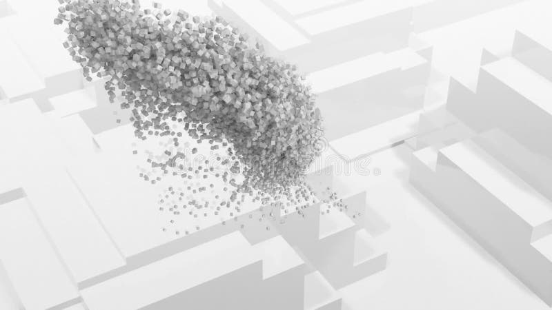 Animation of Human Head Formed with Exploding Particles on 3d White ...
