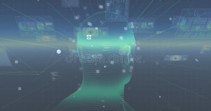 Animation of Human Head Scanning Over Grid Stock Footage - Video of ...