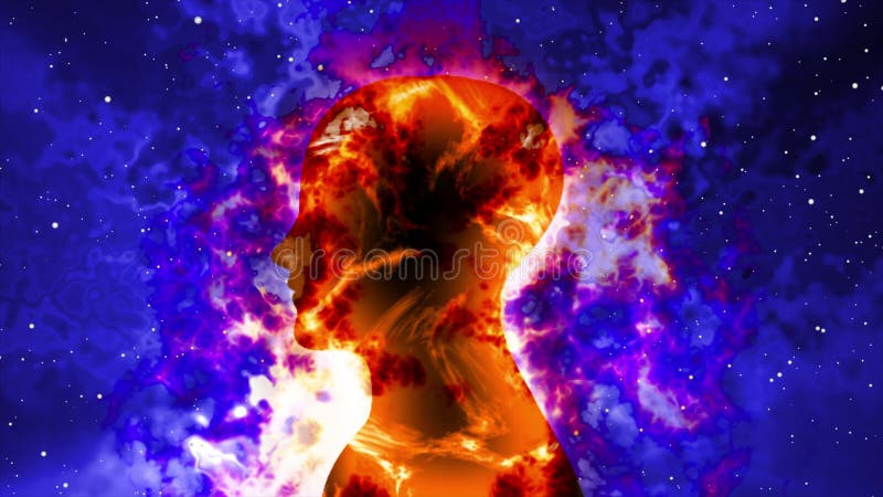 Human Head Silhouette with Burning Effect Stock Footage - Video of fire ...