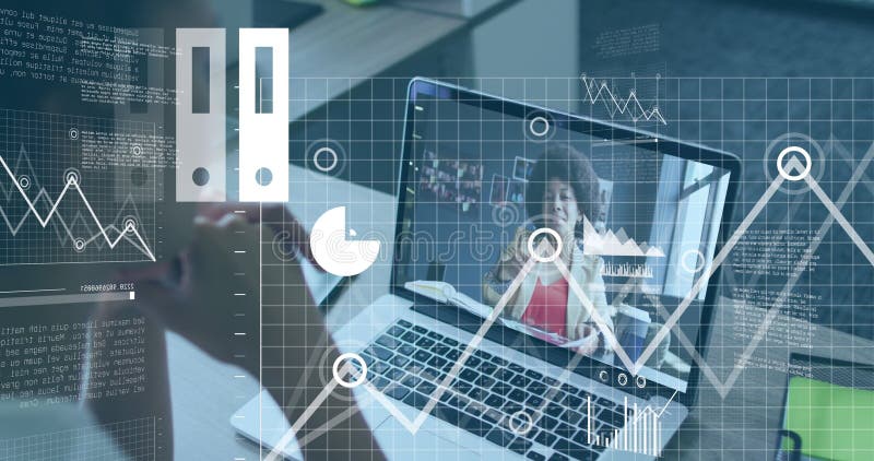 Animation of Icons, Graphs, Map and Computer Language, Diverse ...