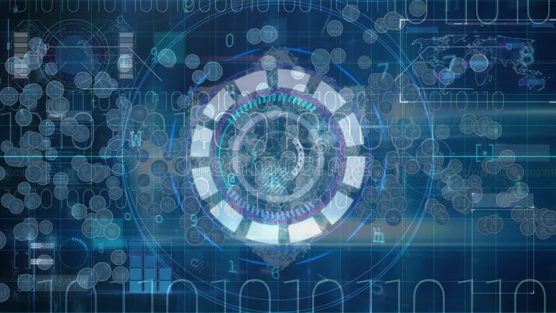 Animation of Icons, Scanning and Processing Circle Over Digital Screen with Diverse Data Stock ...