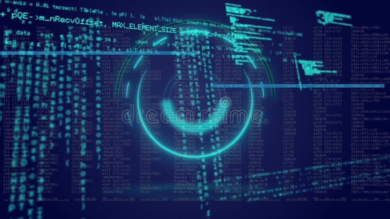 Animation of Illuminated Power Button Over Computer Language on ...