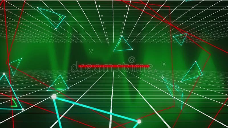 Animation Of Illuminated Triangular And Rectangular Shapes With Grid On