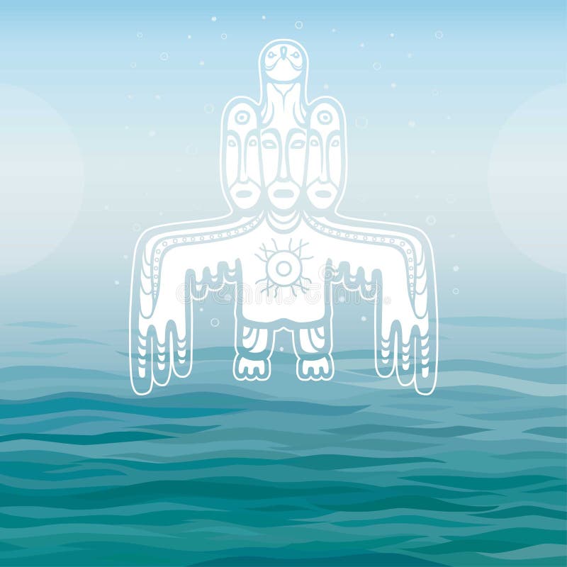 Animation Image of Ancient Pagan Deity. Bird with Three Human Faces ...