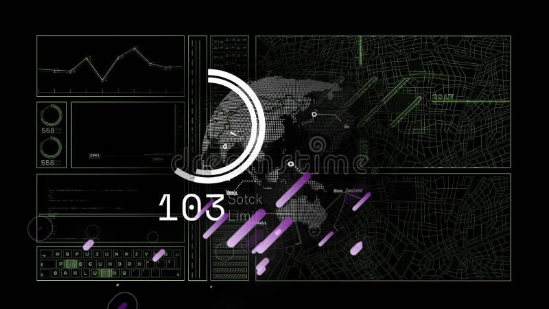 Animation of Increasing Numbers Over Diverse Data Processing on Black Digital Screen Stock Video ...