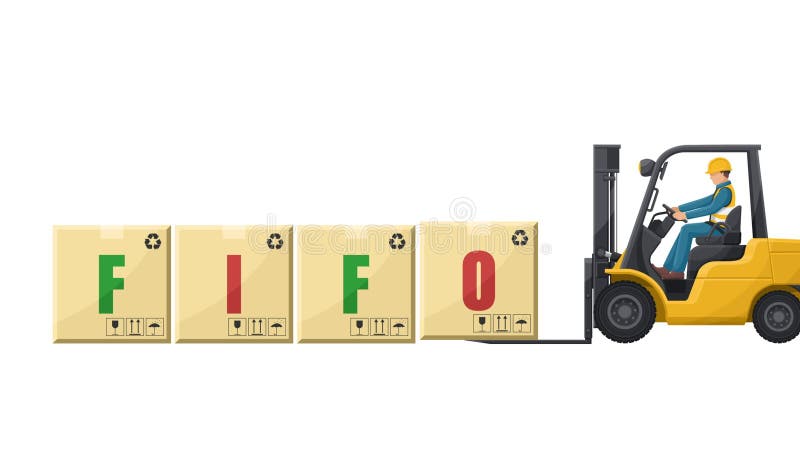 Animation of Industrial Worker Driving a Forklift Loading Boxes. FIFO ...