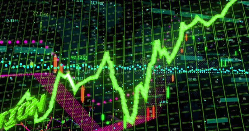 Animation of Inflation Text in Green Over Graph and Layers of Charts ...