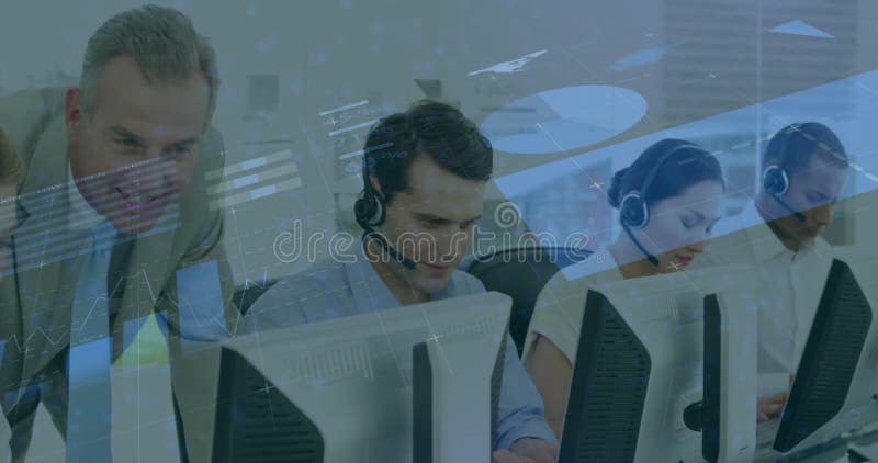 Animation of Infographic Interface, Diverse Manager Discussing with ...