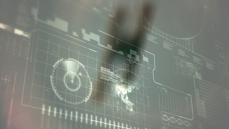 Animation of Infographic Interface with Globe, Graph, Maps, Radar Over ...