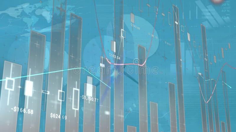 Animation of Infographic Interface with Moving Bar and Line Graph Over ...