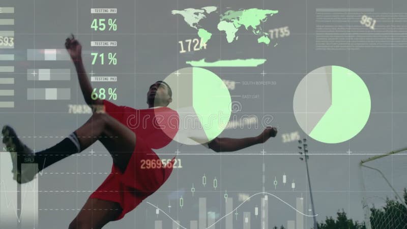 Animation of Infographic Interface, Numbers, African American Soccer ...