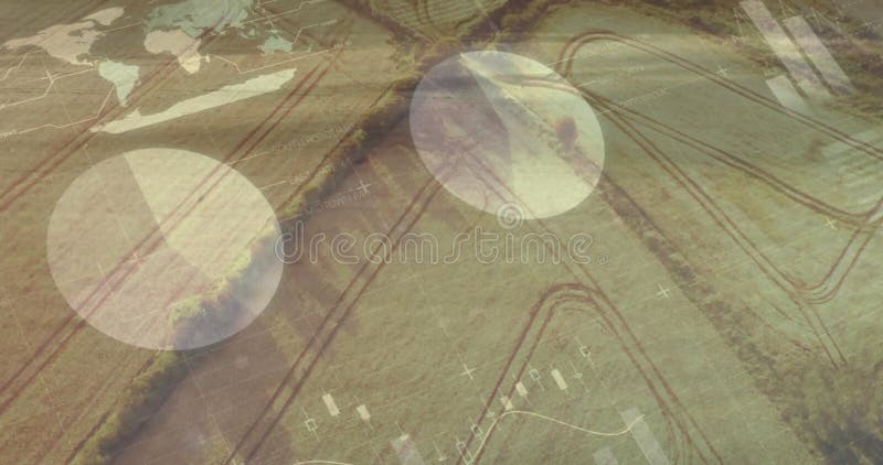 Animation of Infographic Interface Over Aerial View of Pattern on Field ...