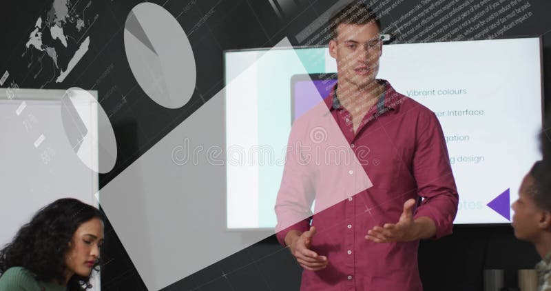 Animation of Infographic Interface Over Caucasian Businessman ...