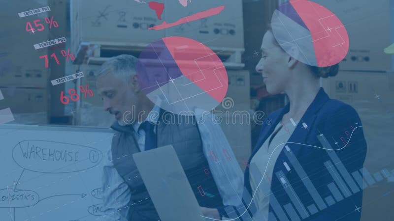 Animation of Infographic Interface Over Caucasian Man Explaining ...