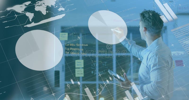 Animation of Infographic Interface Over Caucasian Man Explaining ...