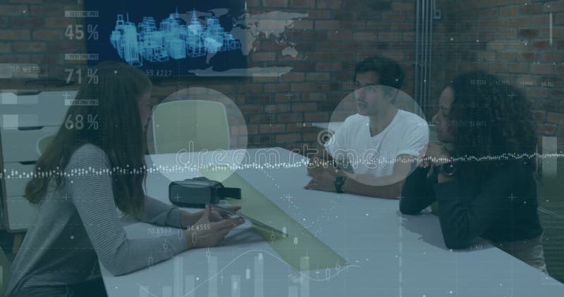 Animation of Infographic Interface Over Diverse Colleagues Sharing ...