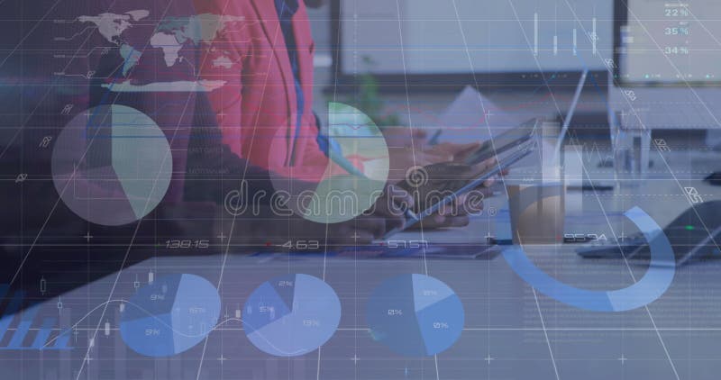 Animation of Infographic Interface Over Diverse Coworkers Discussing ...