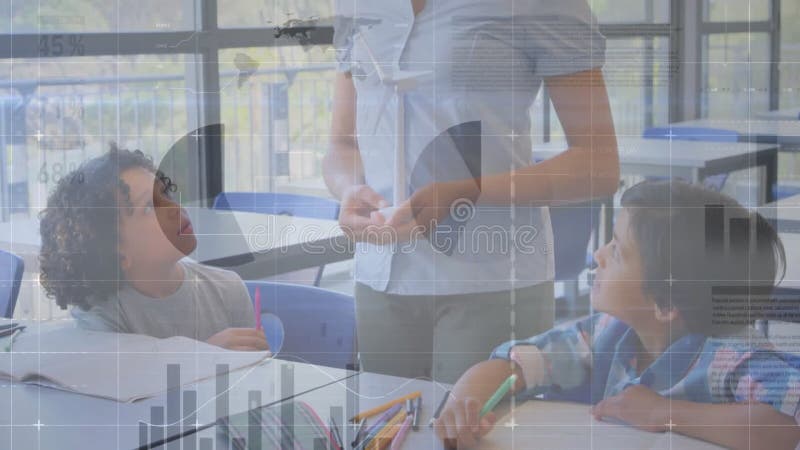 Animation of Infographic Interface Over Diverse Female Teacher ...