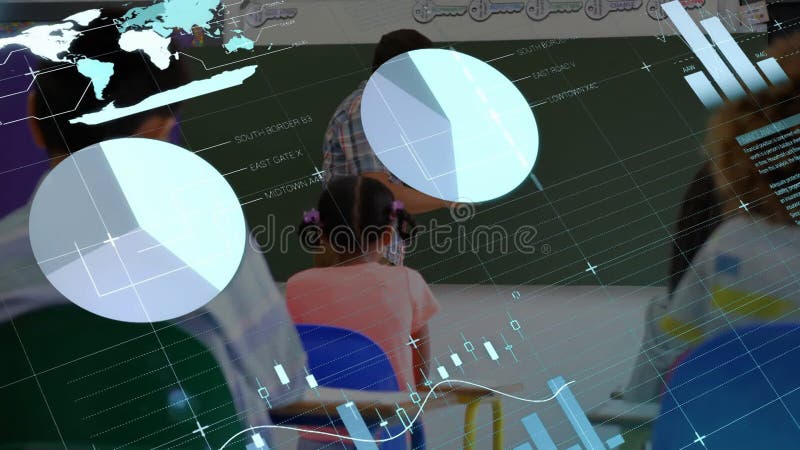 Animation of Infographic Interface Over Diverse Male Teacher Teaching ...