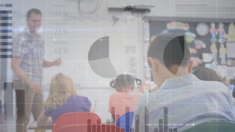 Animation of Infographic Interface Over Diverse Male Teacher Teaching ...