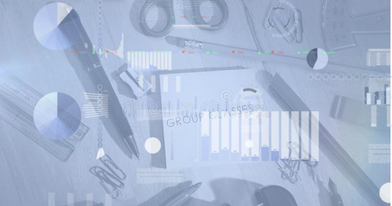 Animation of Infographic Interface Over Group Classes Text on Sticky ...