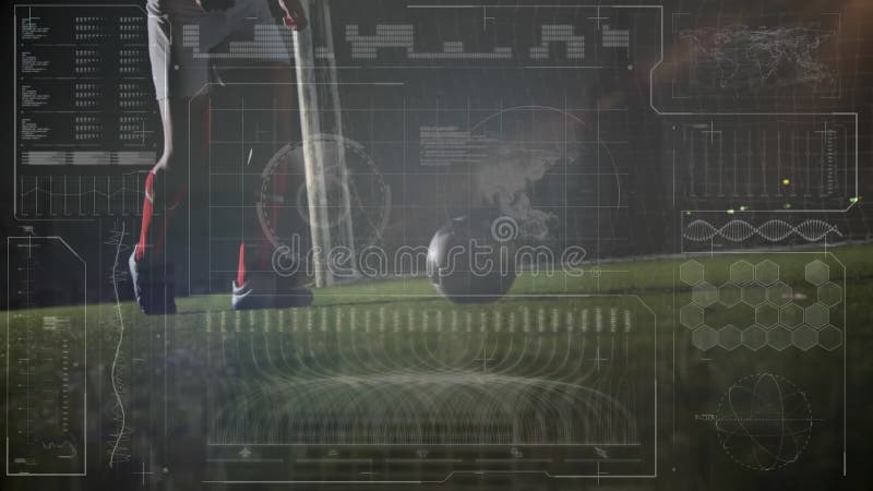 Animation of Infographic Interface Over Low Section of Soccer Player ...