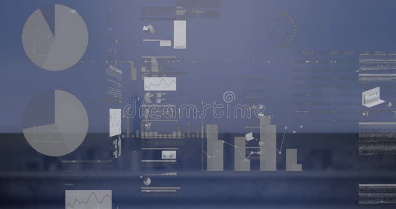 Animation of Infographic Interface Over Modern Cityscape Against Clear ...