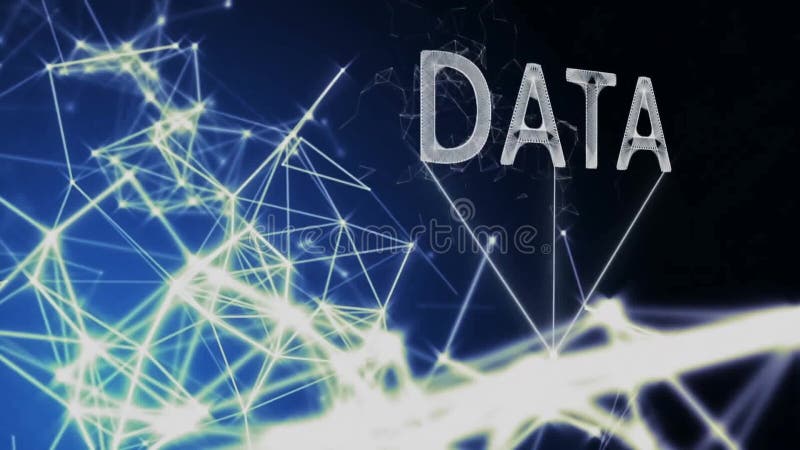 Animation of Information, Data, Connection, Business Text Over Glowing ...
