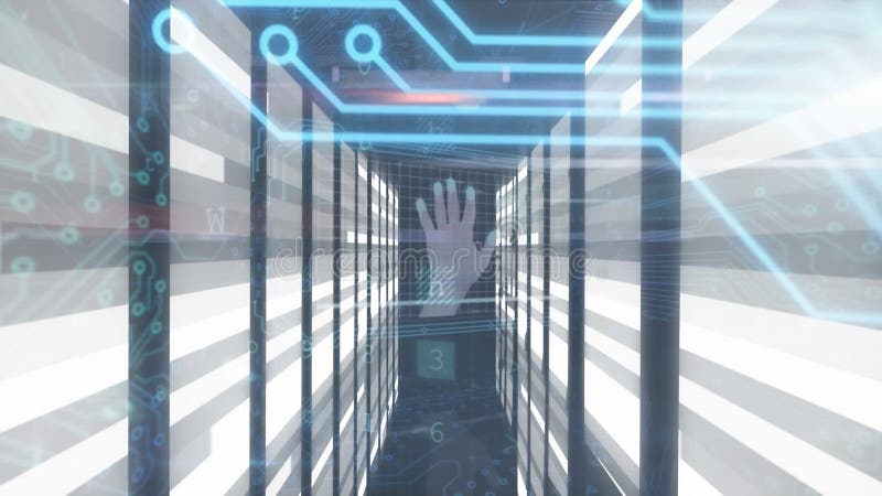Animation of Integrated Circuit, Hand and Lights in Tunnel Stock ...