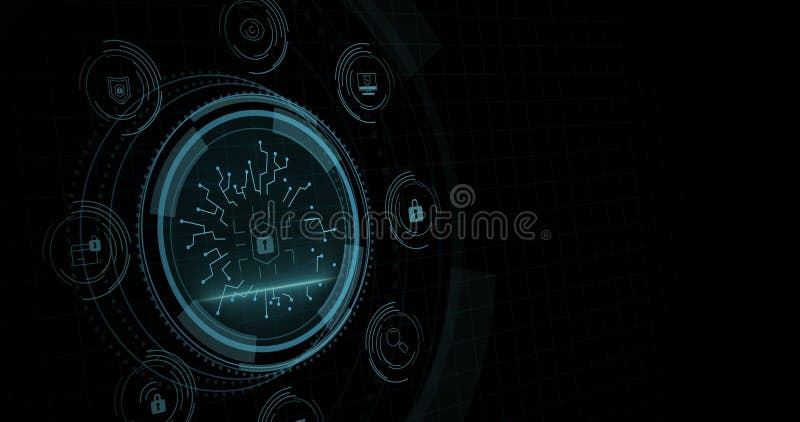 Animation of Integrated Circuit and Padlock in Circle and Cyber ...