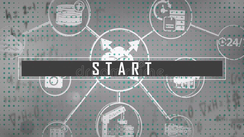 Animation of Interconnected Icons with START Text on Digital Interface ...