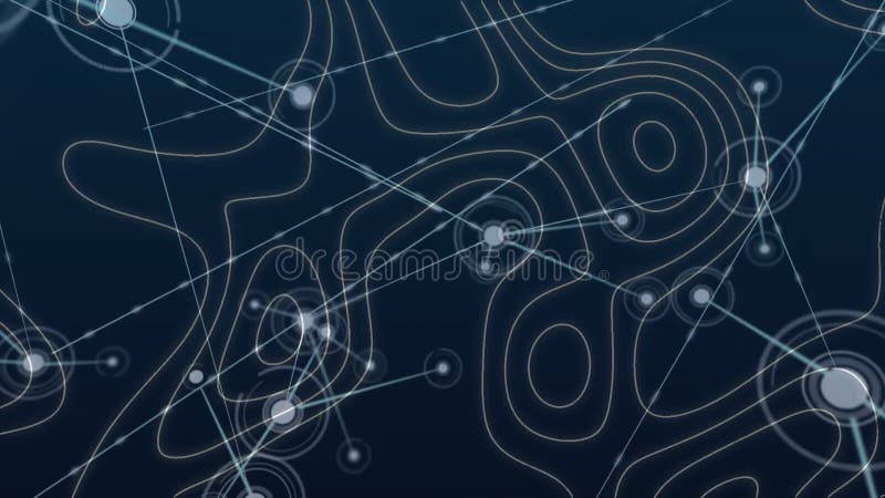 Animation of Interconnected Lines and Nodes Over Dark Blue Background ...