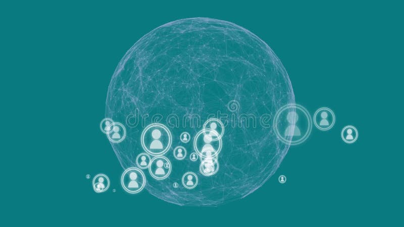 Animation of Interconnected User Icons Surrounding Digital Globe on ...